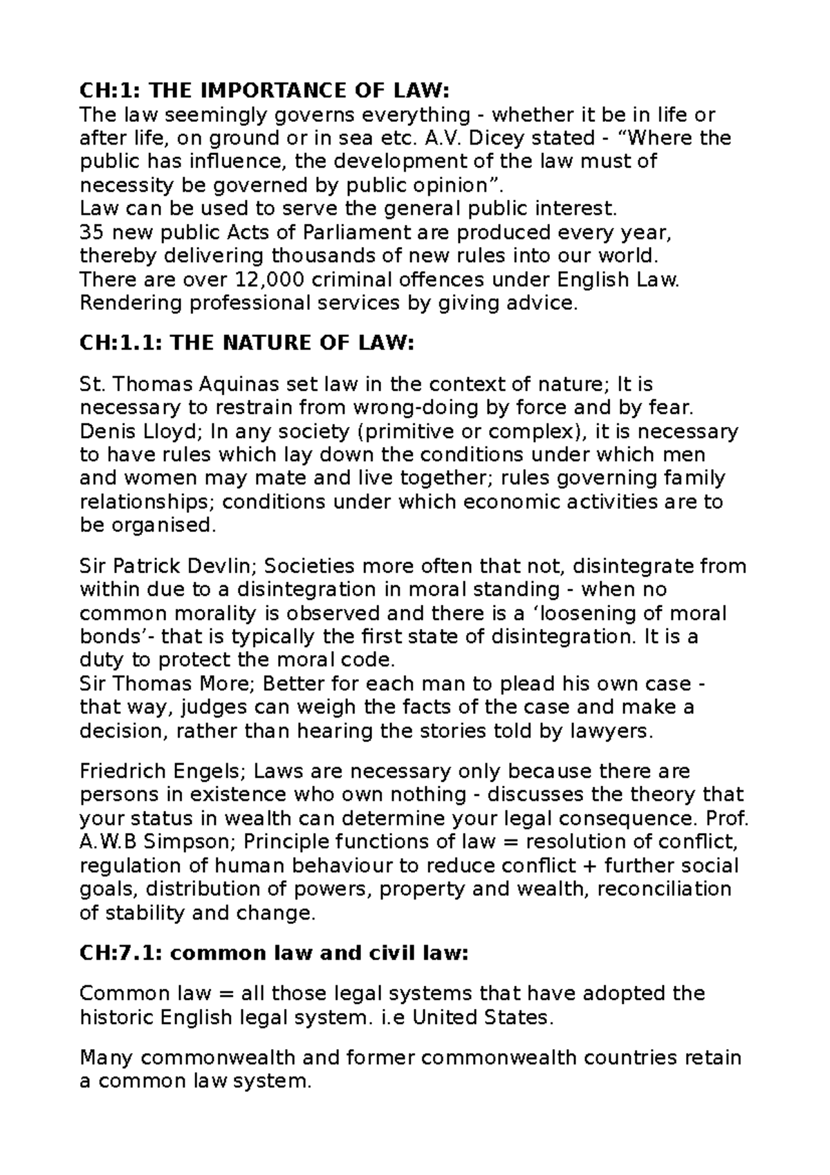 Common Law v Civil Law - CH:1: THE IMPORTANCE OF LAW: The law seemingly ...