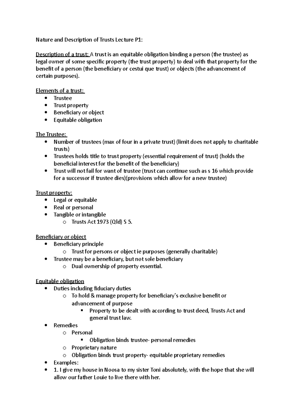 Nature and description of trsuts and tutorial answers week 9 and 10 ...