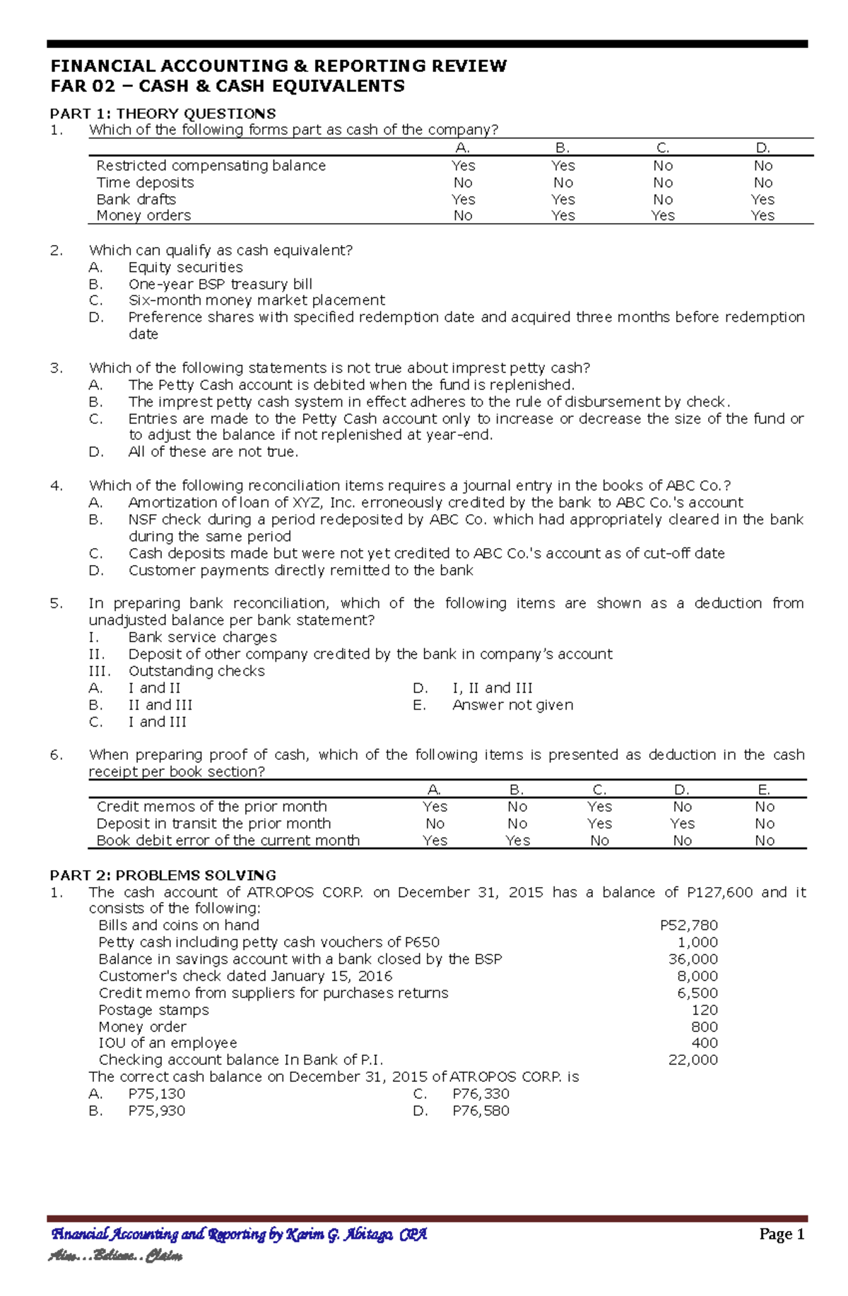 02 Cash and Cash Equivalents - Financial Accounting and Reporting by ...