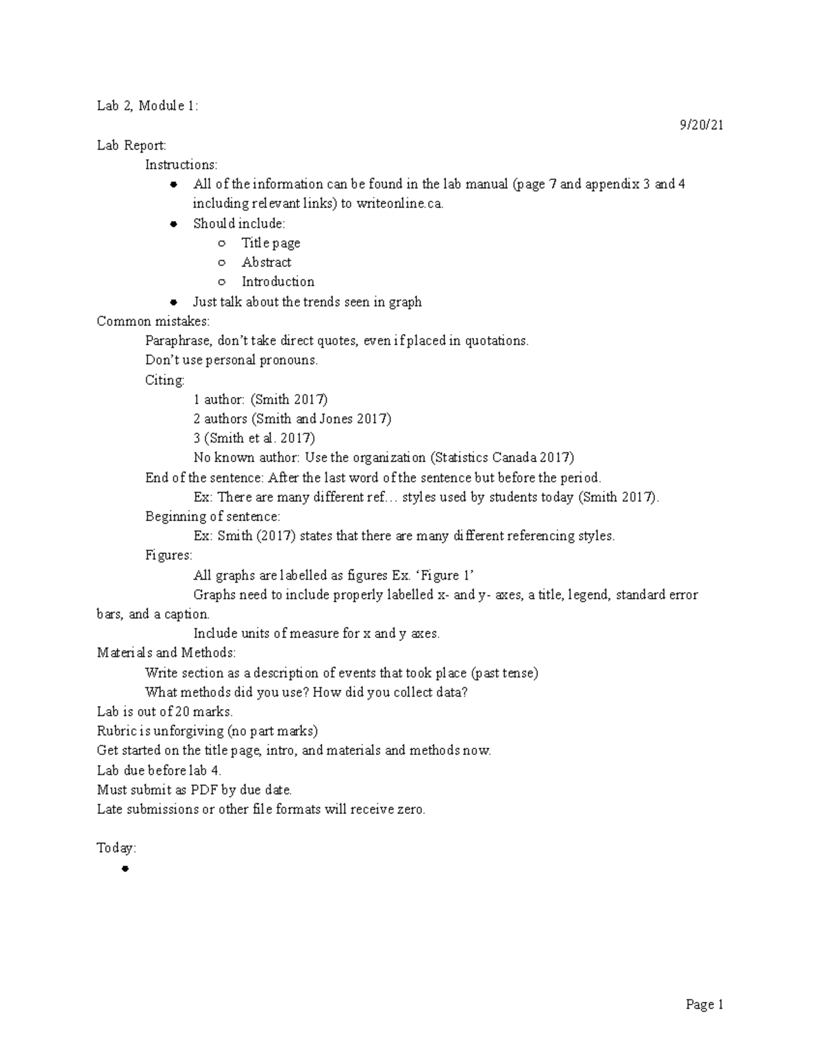 BIOL 1050 Lab Module 1 - Lab 2, Module 1: 9/20/ Lab Report ...