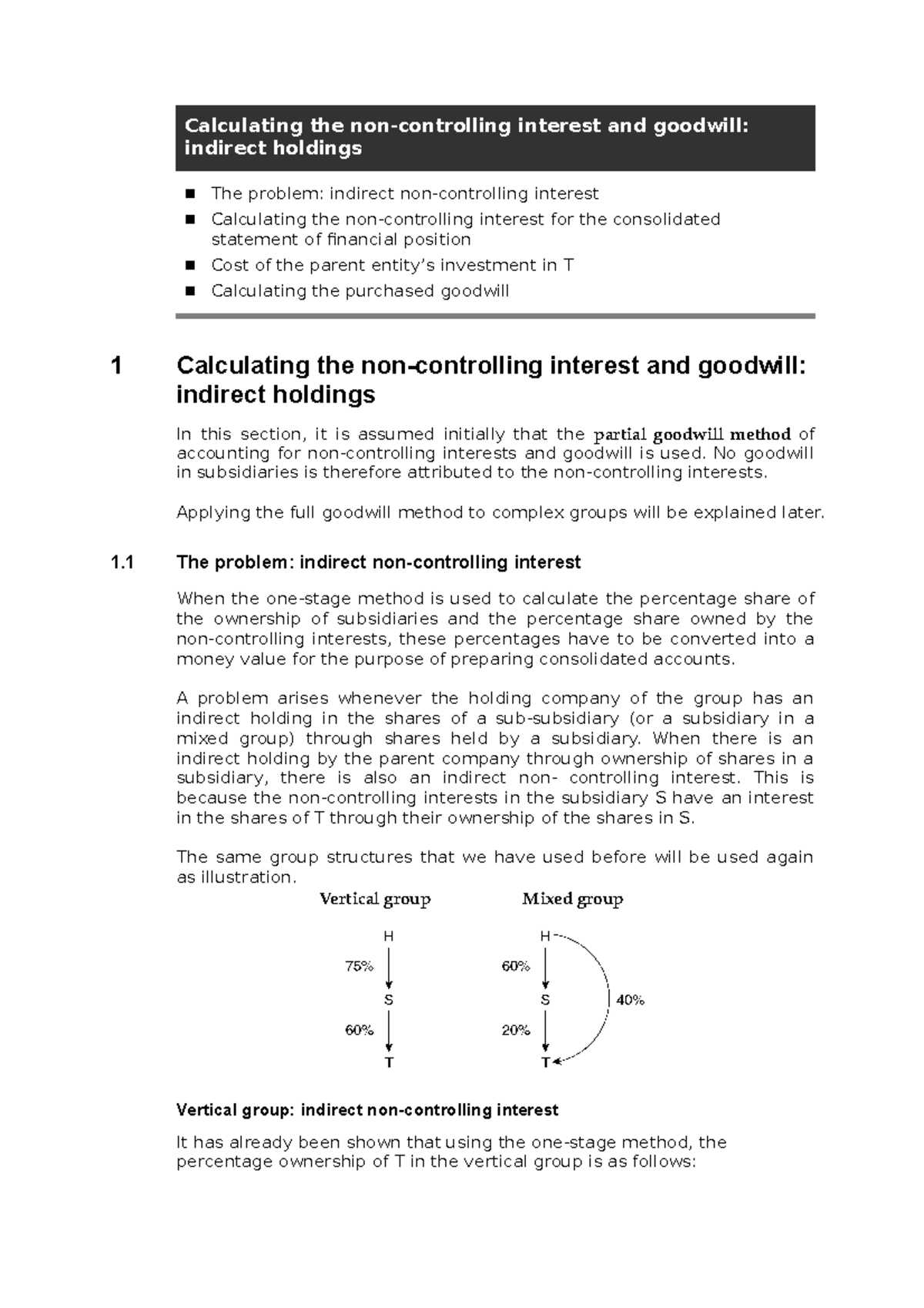 Complex group structurs 4 - 1 Calculating the non-controlling interest ...