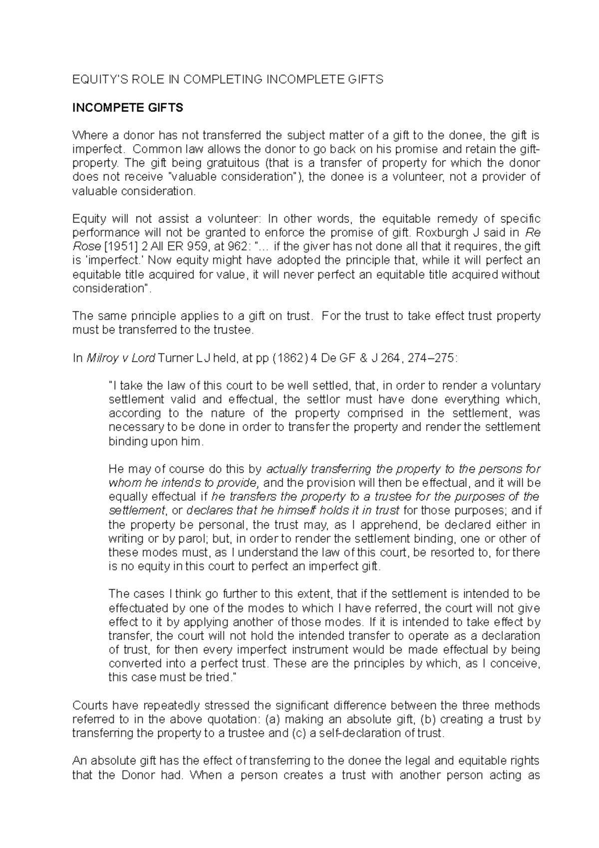 Formalities and equitys Intervention - EQUITY’S ROLE IN COMPLETING ...