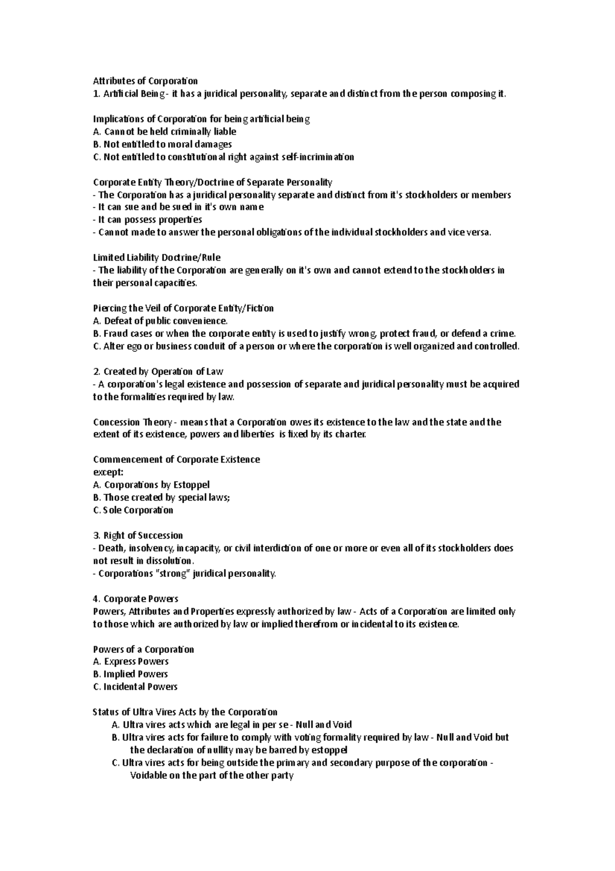 Attributes-of-Corporation - Attributes of Corporation Artificial Being ...