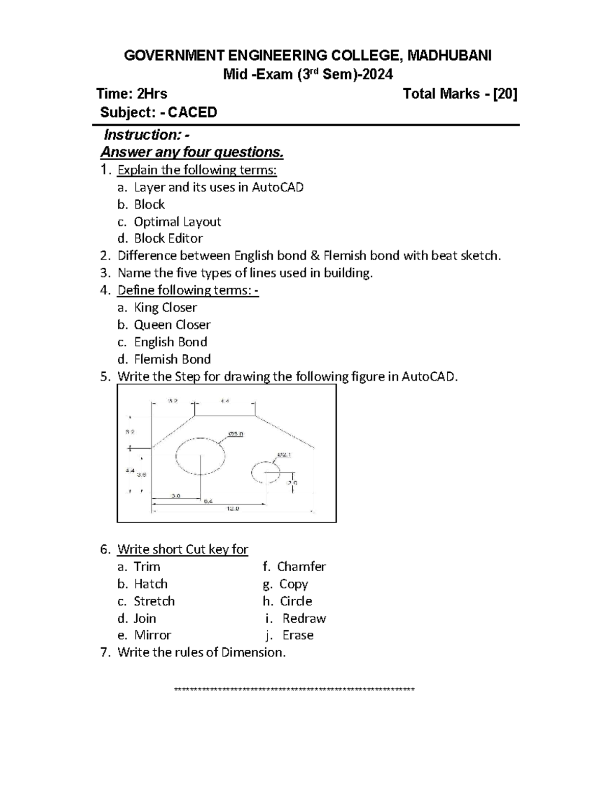 Caced Ques. paper - GOVERNMENT ENGINEERING COLLEGE, MADHUBANI Mid -Exam ...