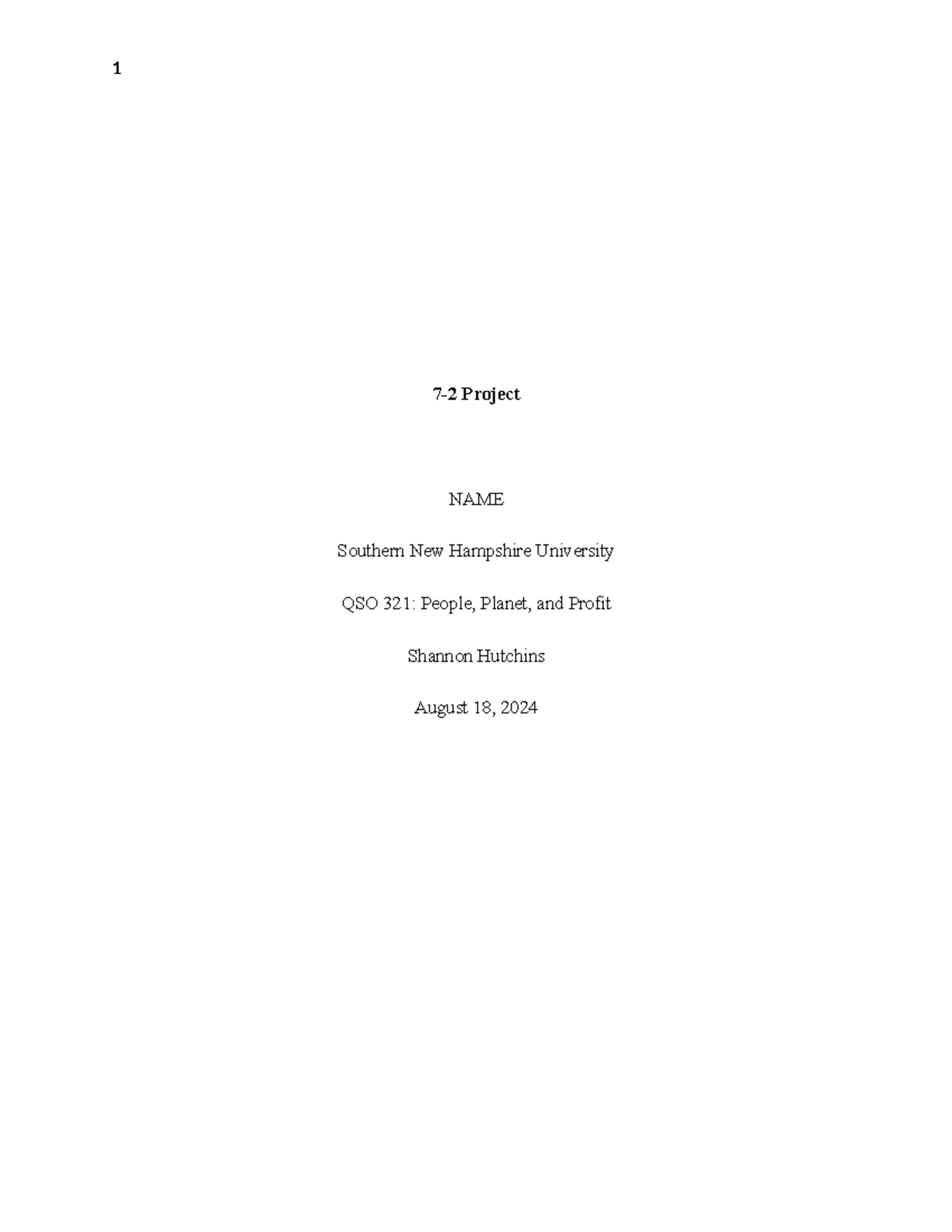 QSO 321 7-2 Project - 081824 - A 100% - 7-2 Project NAME Southern New ...