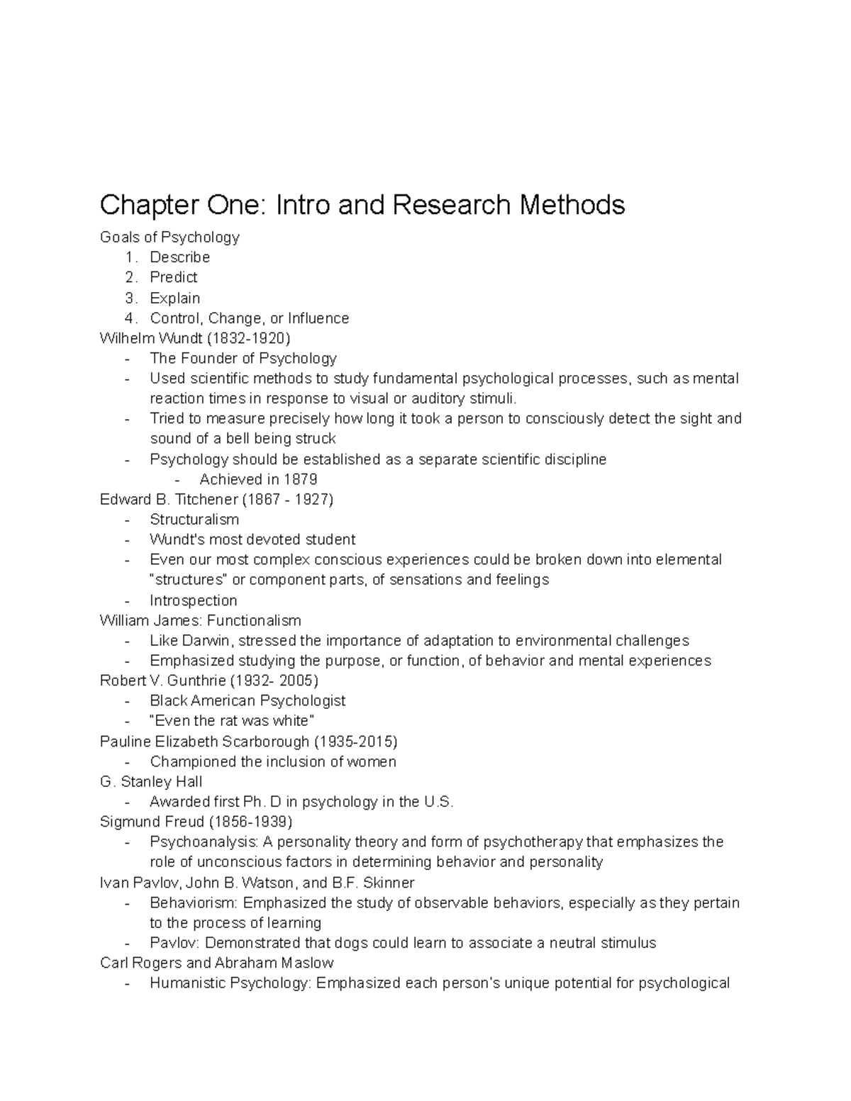 General Psych text book notes - Chapter One: Intro and Research Methods ...