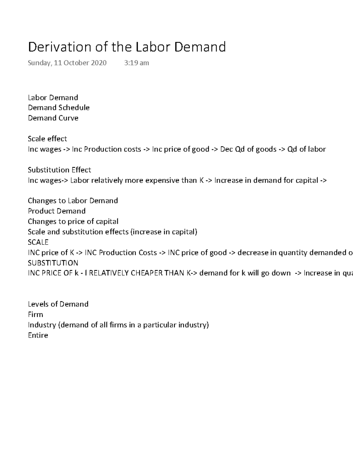 Derivation of the Labor Demand - Labor Demand Demand Schedule Demand ...