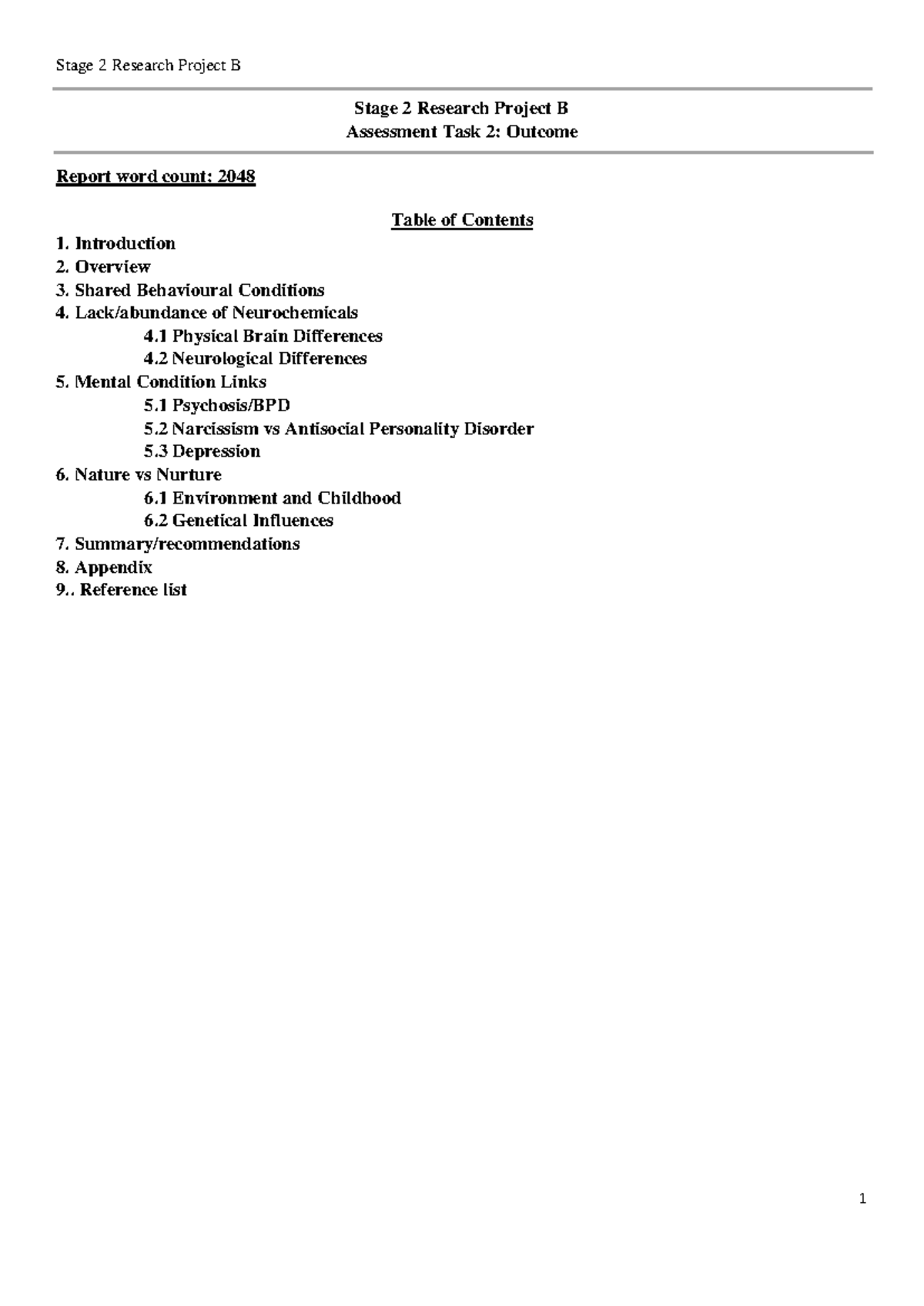 Research Project B-Outcome Report - Stage 2 Research Project B ...