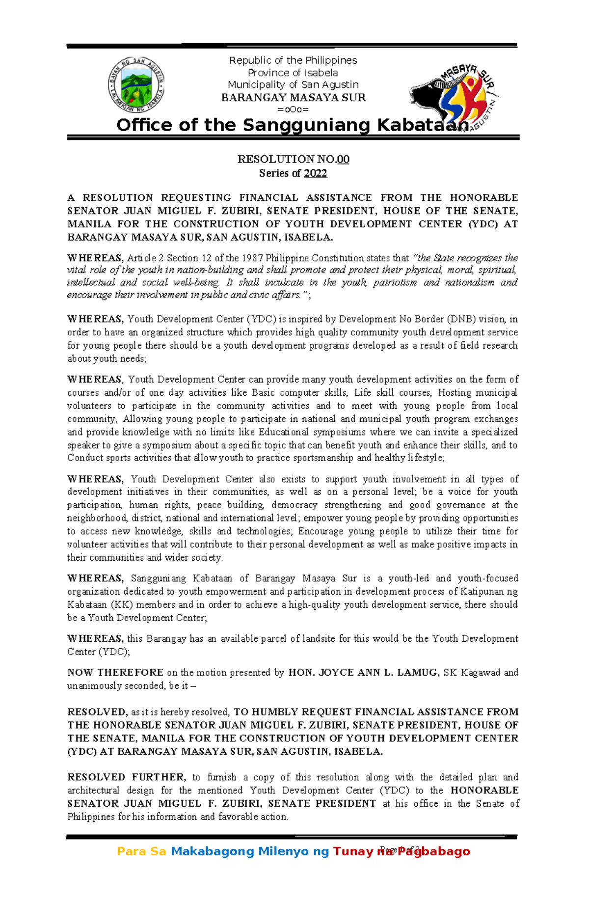 YDC-draft-reso - Sample Ordinance - Page 1 of 3 Republic of the ...