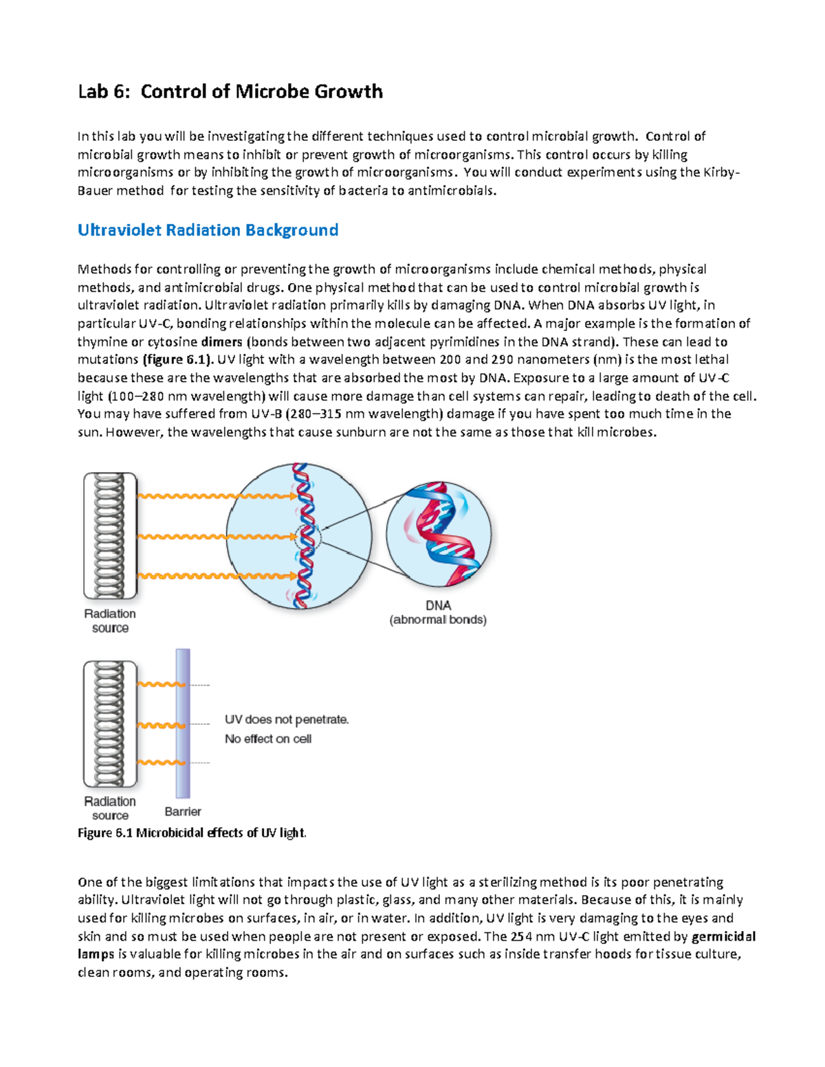 Lab 6 Control of Microbe Growth - Control of microbial growth means to ...