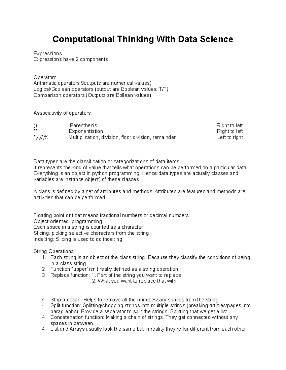 In-class notes - This subject is very interesting. - Computational ...