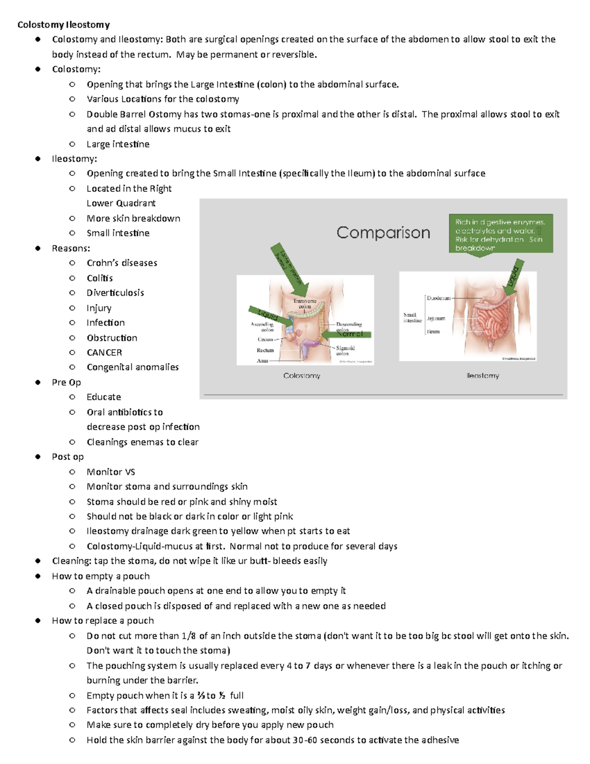 Colostomy and NG tube - Lewis' Medical Surgical Nursing notes ...