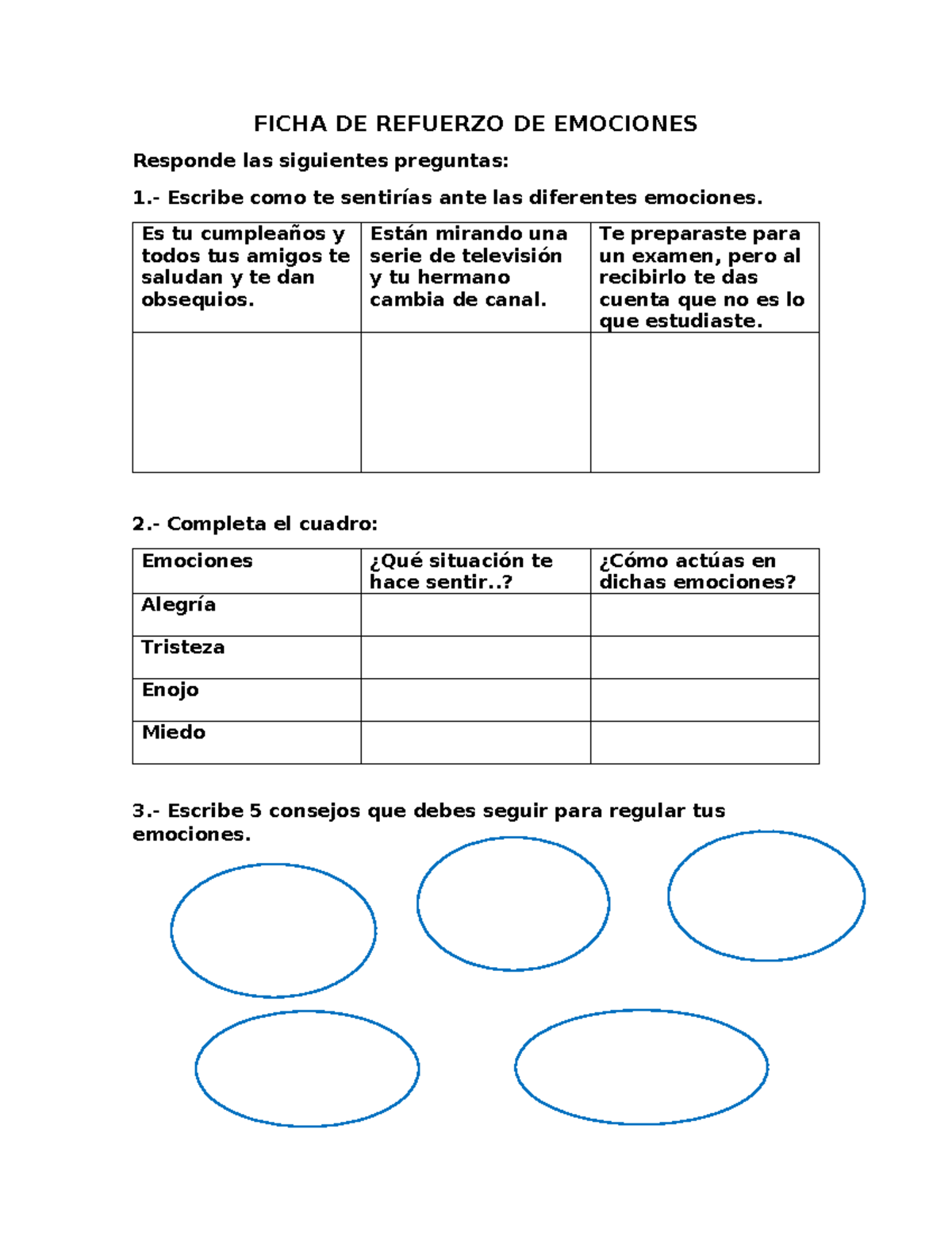 Ficha de emociones - sadasdasdas - FICHA DE REFUERZO DE EMOCIONES ...