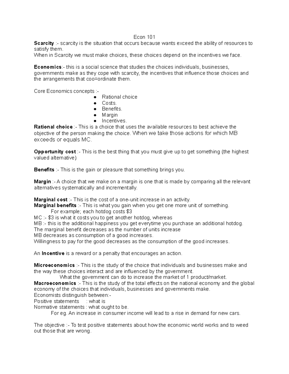 Econ 101. - a basic introduction to economics, examples, and ...