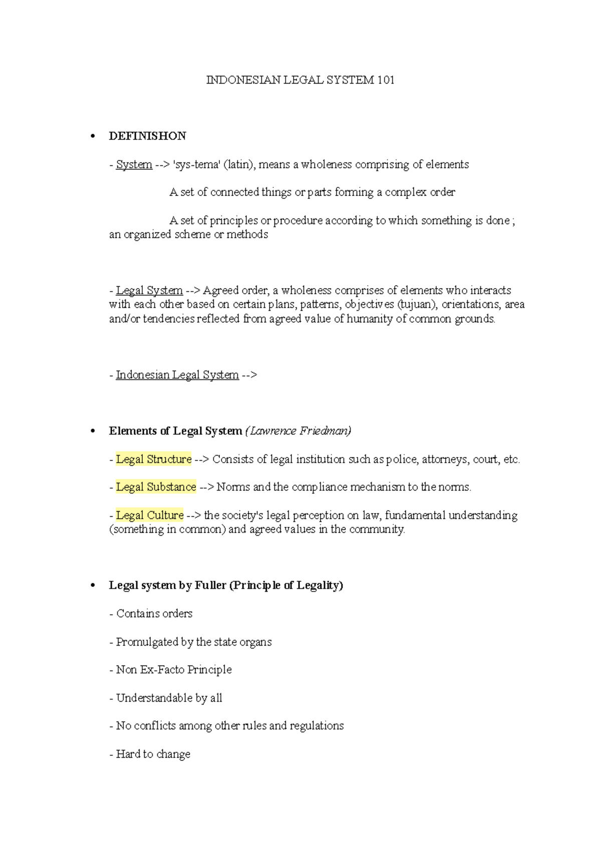 Indonesian Legal System 101 - INDONESIAN LEGAL SYSTEM 101 DEFINISHON ...