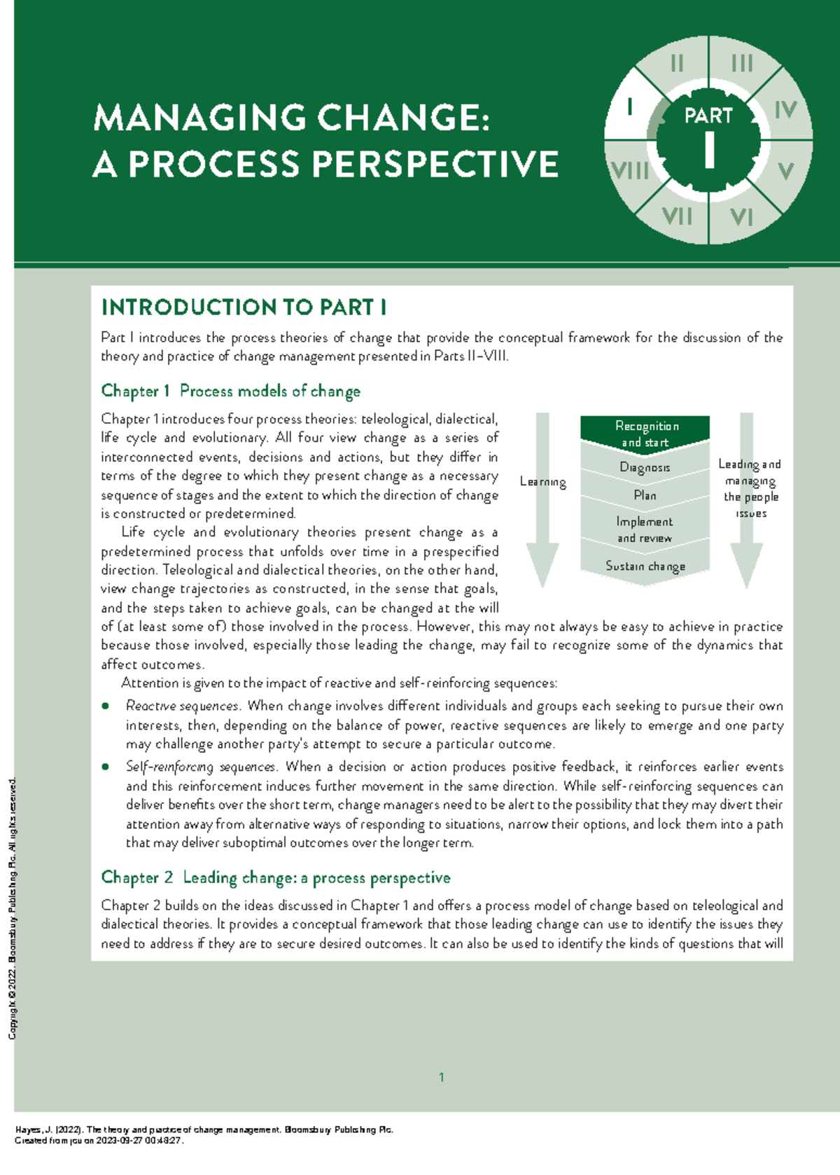 TEXT BOOK Chpt 1 - 5 - 1 MANAGING CHANGE: A PROCESS PERSPECTIVE ...
