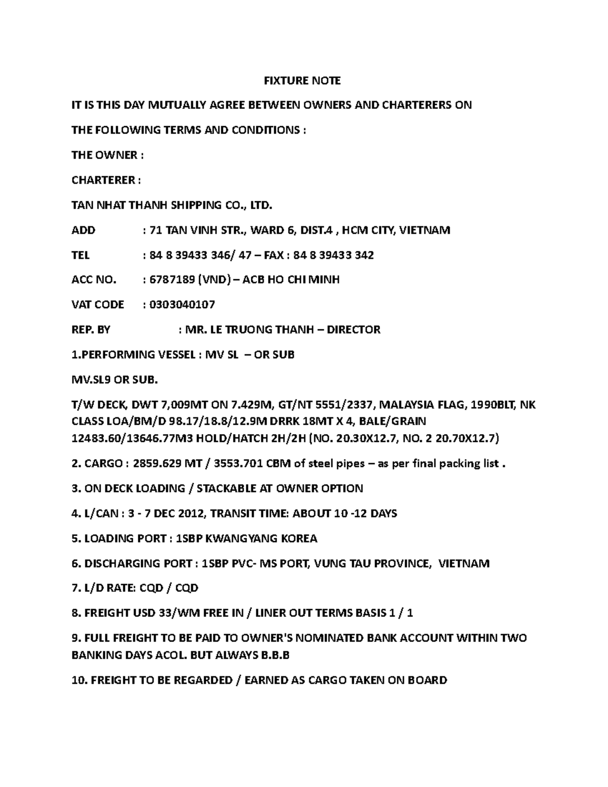 Hop dong tau chuyen 2 - FIXTURE NOTE IT IS THIS DAY MUTUALLY AGREE ...