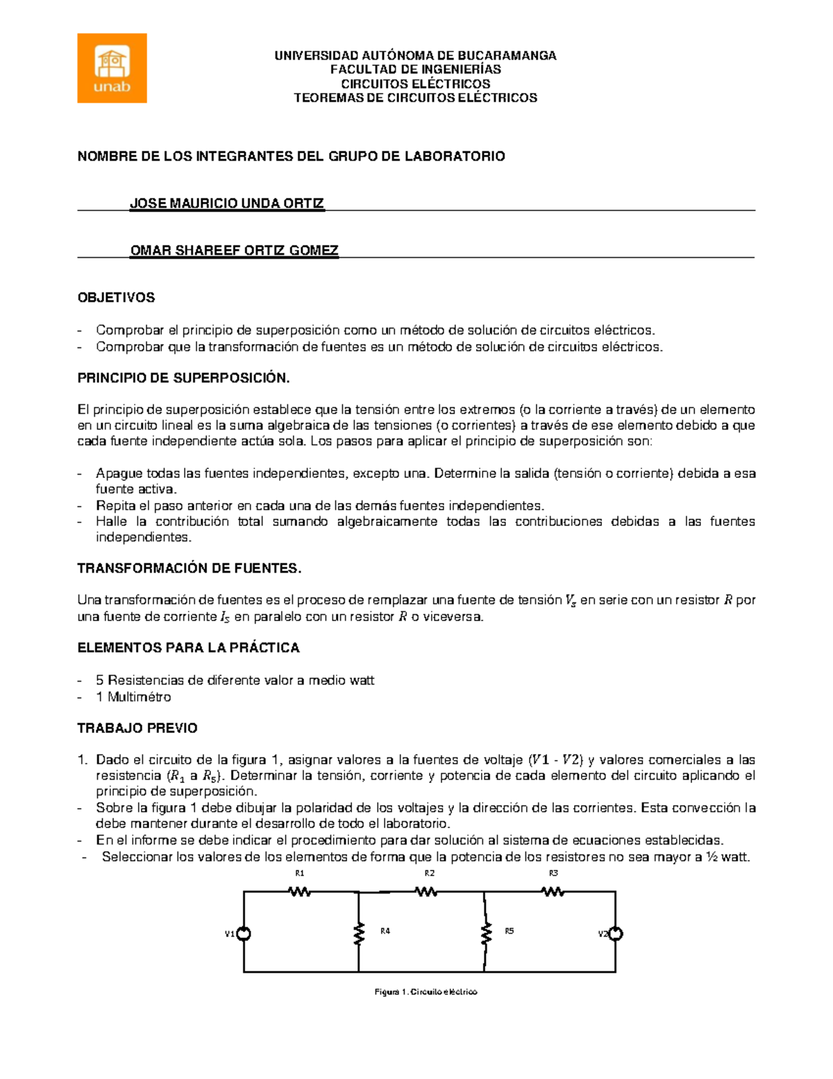 LAB5 - Mauricio UNDA - OMAR Ortiz - FACULTAD DE INGENIERÍAS CIRCUITOS ...