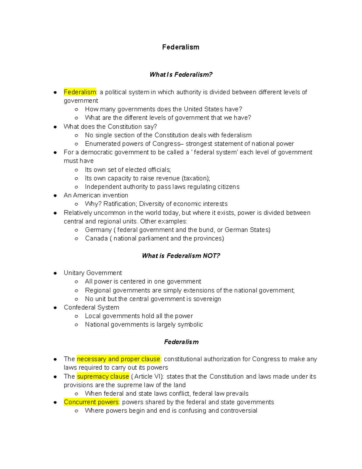 Federalism - Professor Curry - Federalism What Is Federalism ...
