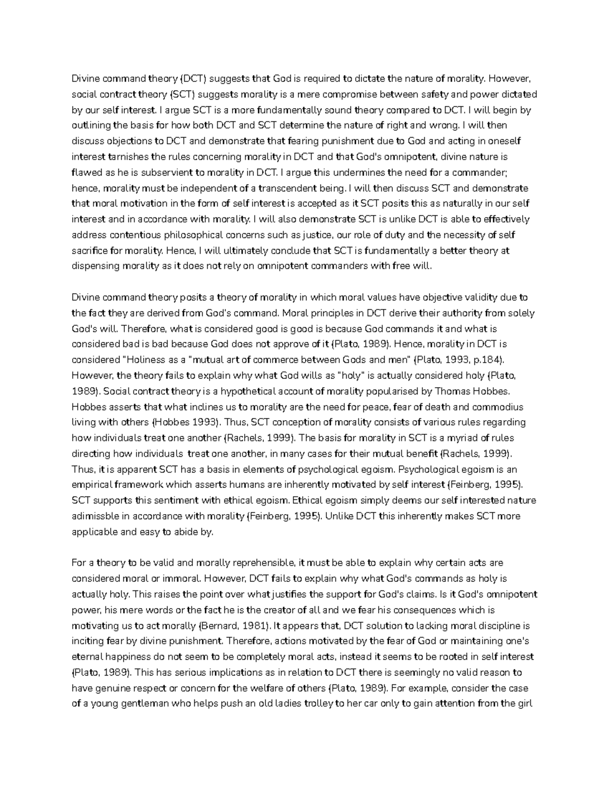 Final Essay - Grade: HD - Divine command theory (DCT) suggests that God ...