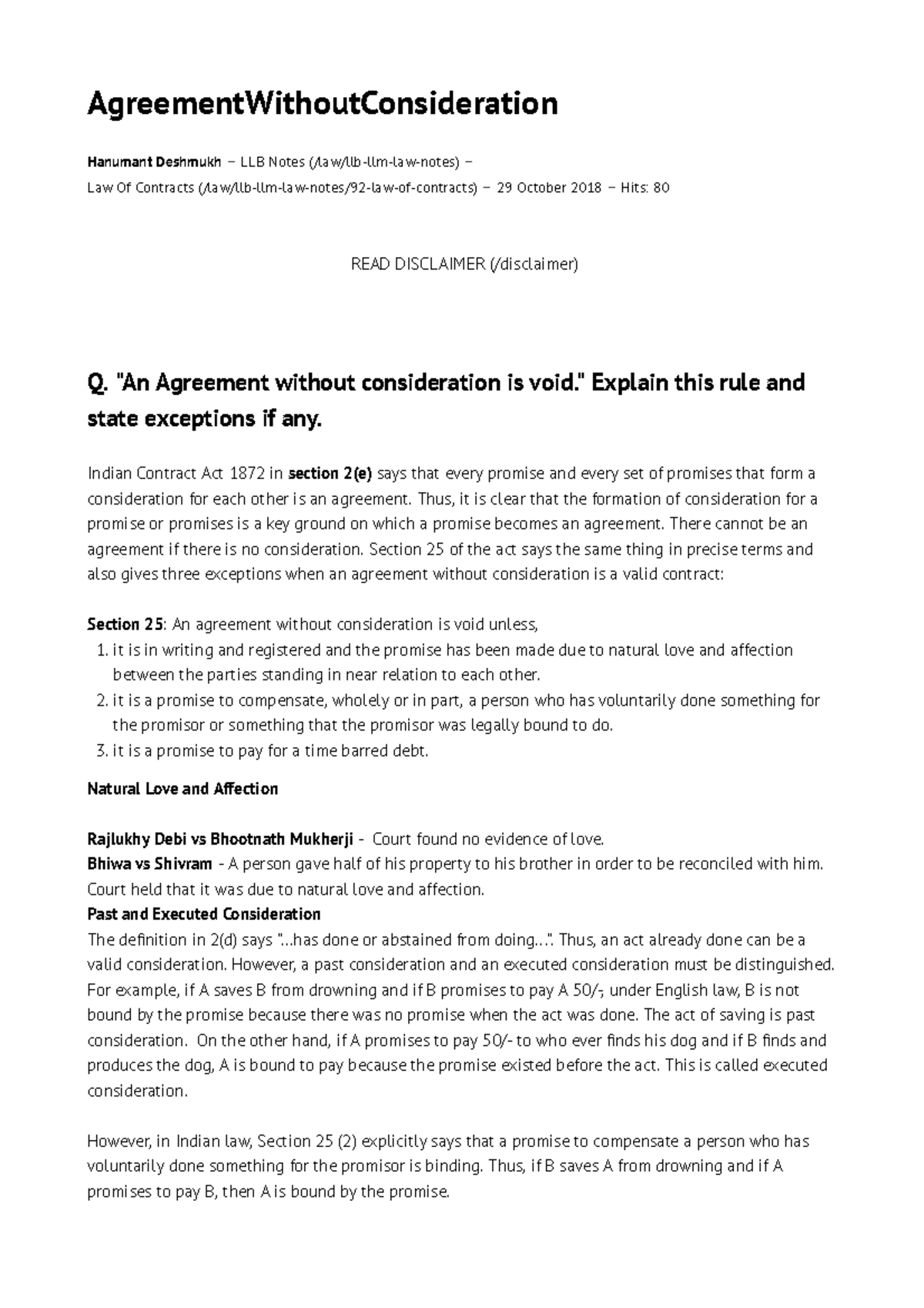Agreement Without Consideration - AgreementWithoutConsideration ...