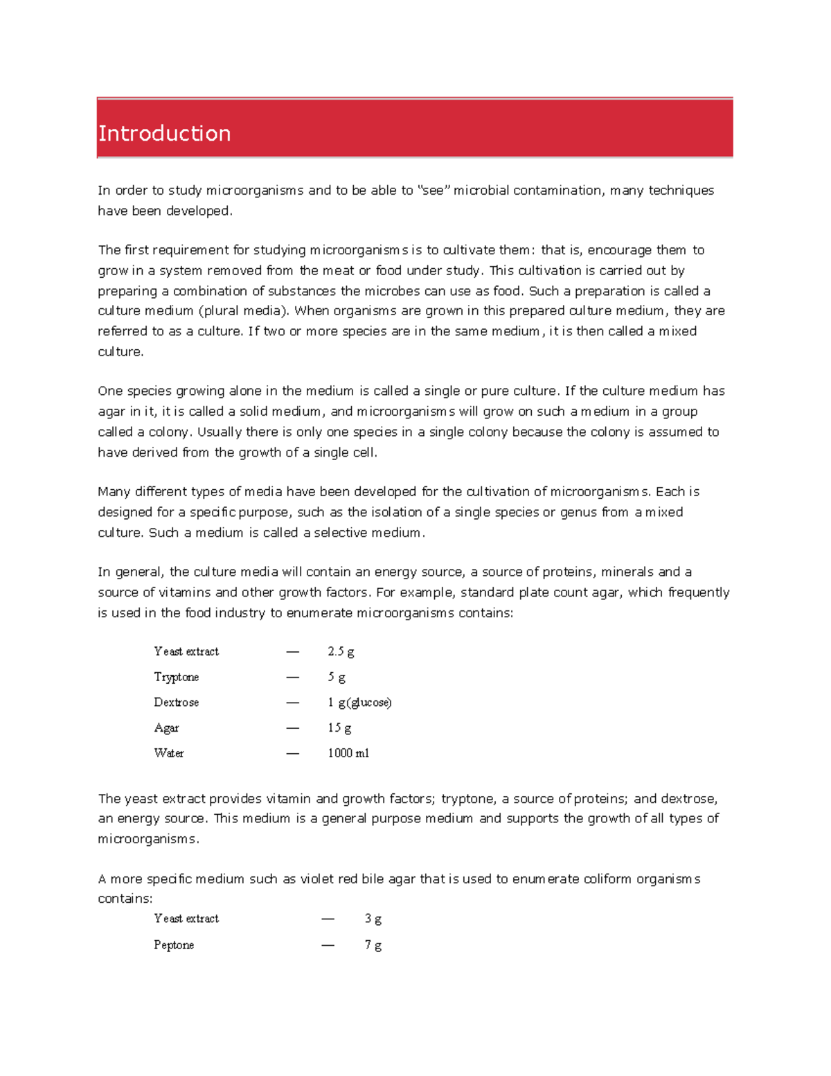 Module 5 - Notes - Introduction In order to study microorganisms and to ...