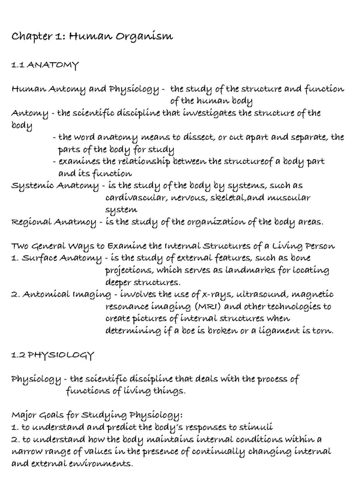 Chapter 1 Anaphy Chapter 1 Human Organism 1 ANATOMY Human Antomy And