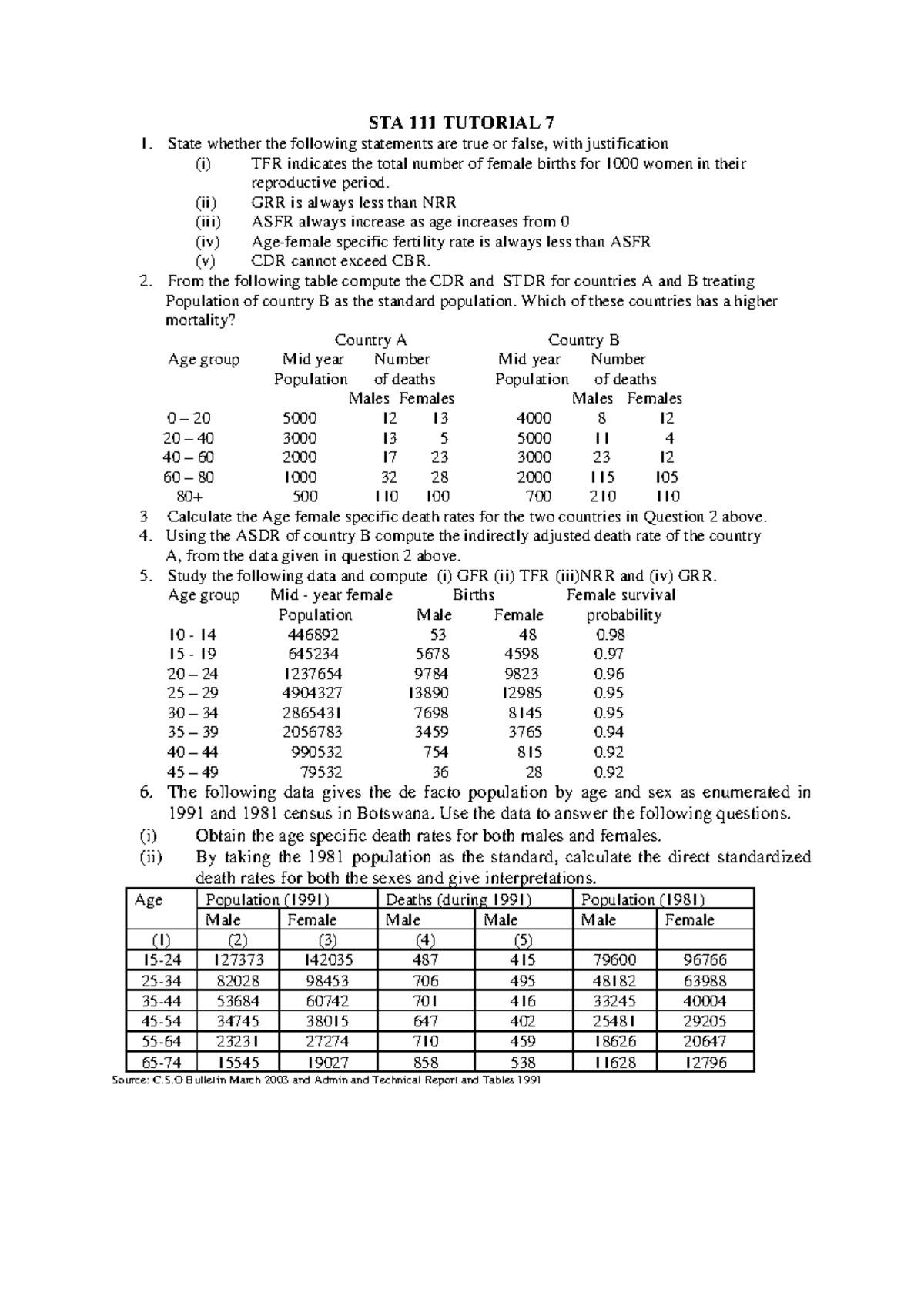 STA 111 Tutorial 7 - Used for practice - STA 111 TUTORIAL 7 State ...