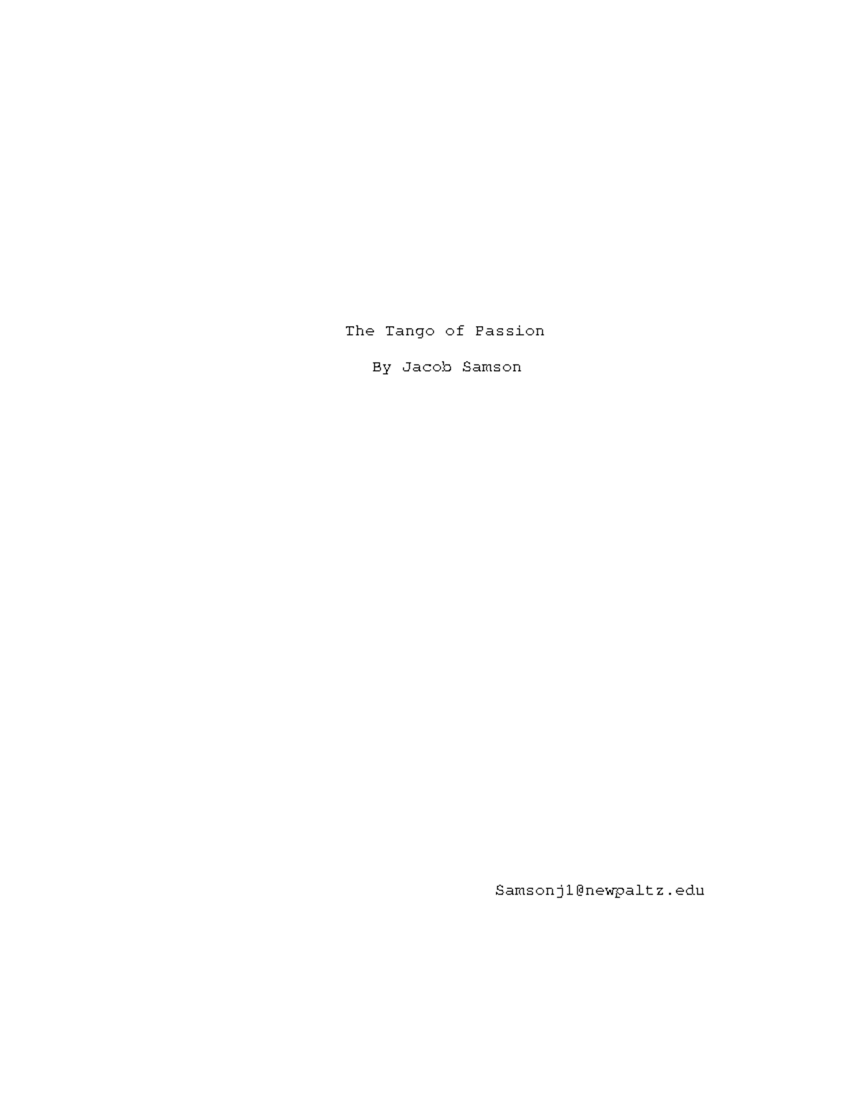 The Tango of Passion: A student short film - The Tango of Passion By ...