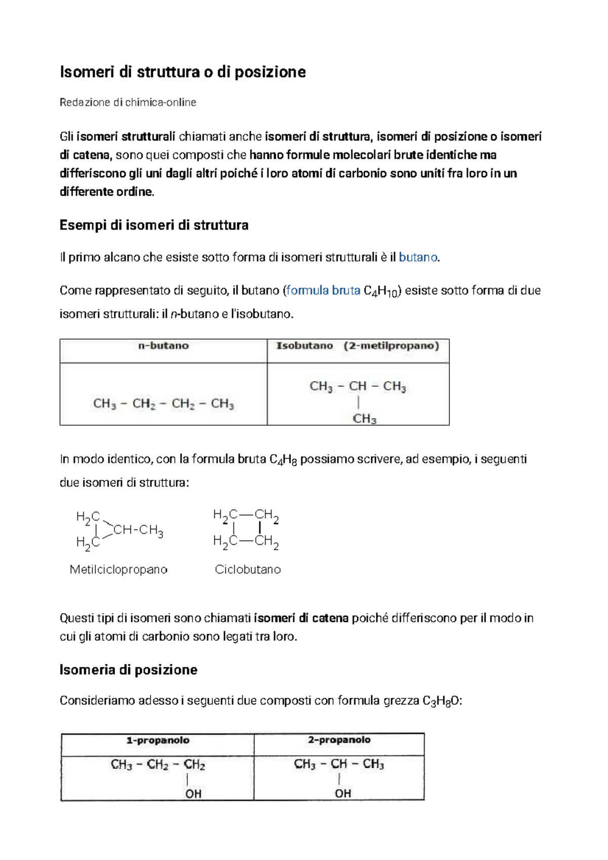 Isomeri di struttura o di posizione - Isomeri di struttura o di ...