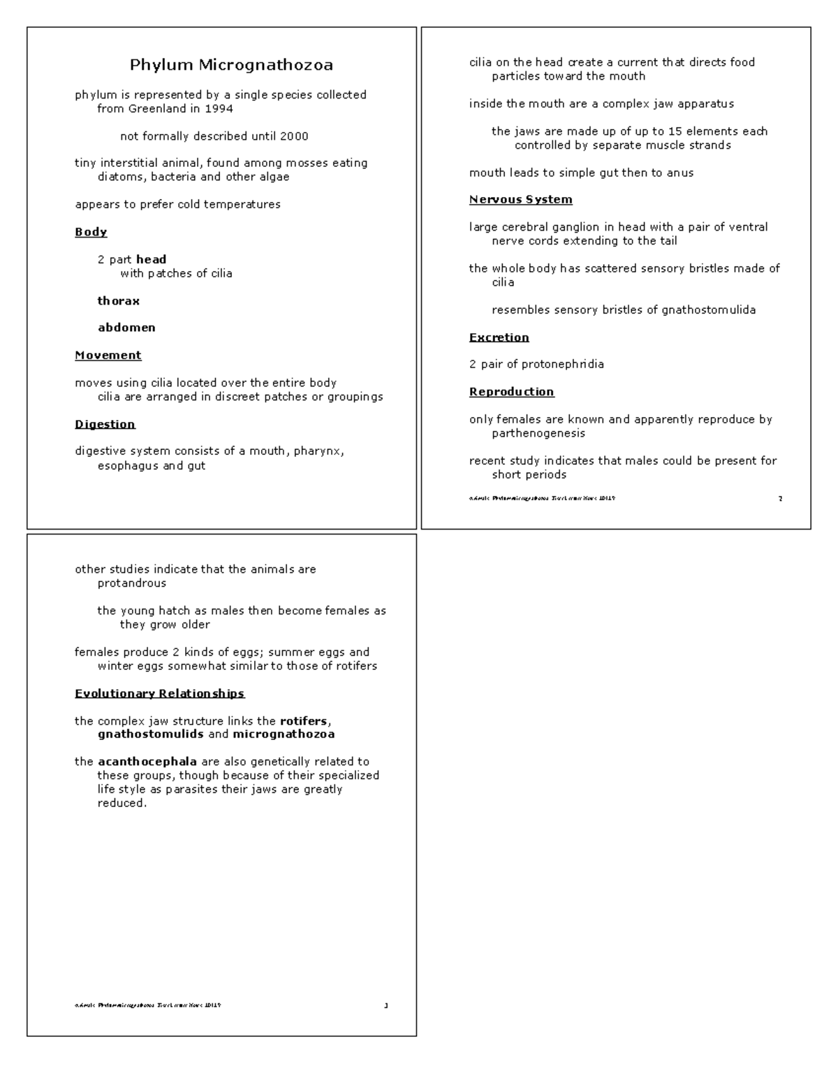 Phylum Micrognathozoa - Studocu