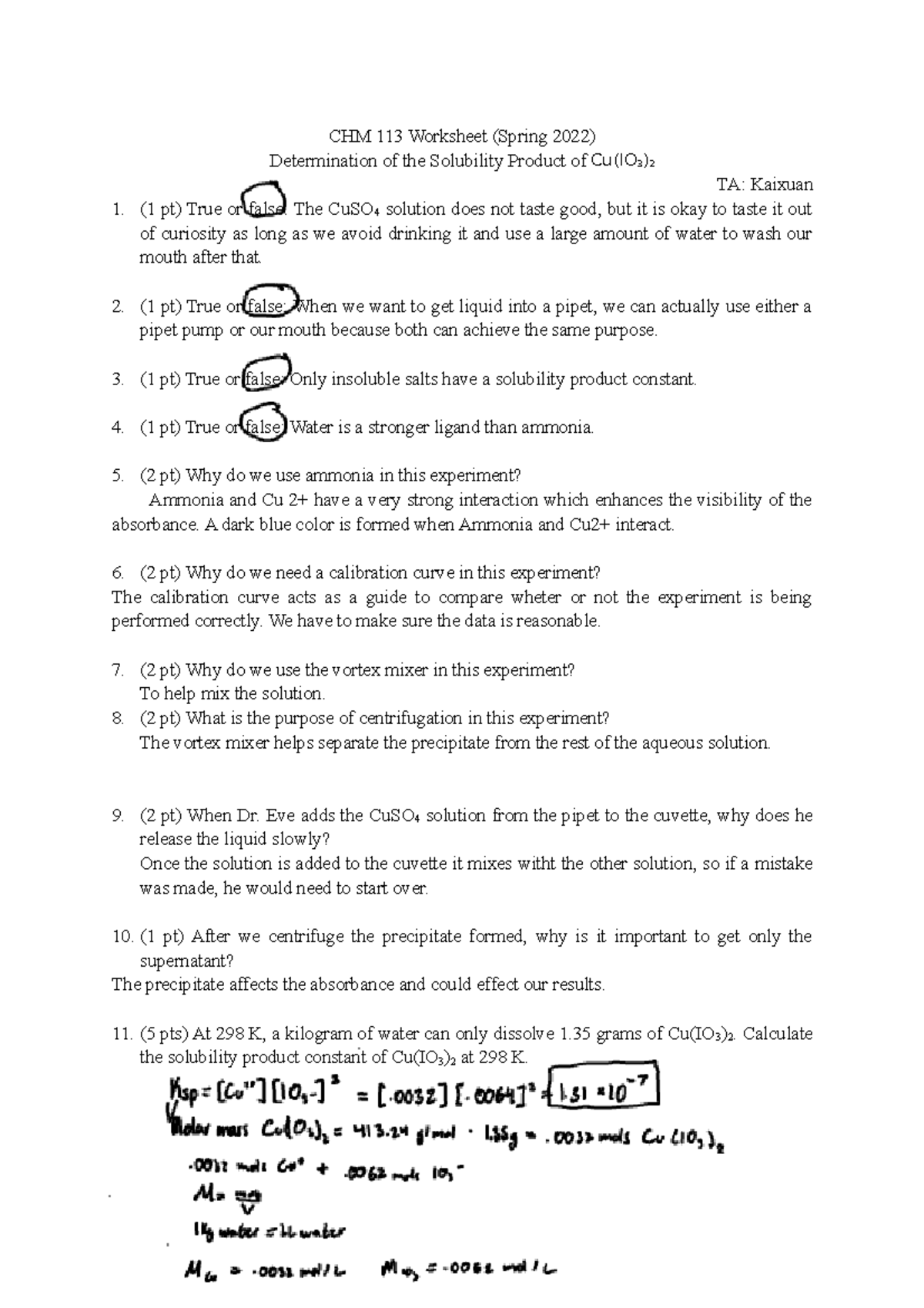 Ksp Cu(IO3)2 Worksheet.Manning copy - CHM 113 Worksheet (Spring 2022 ...