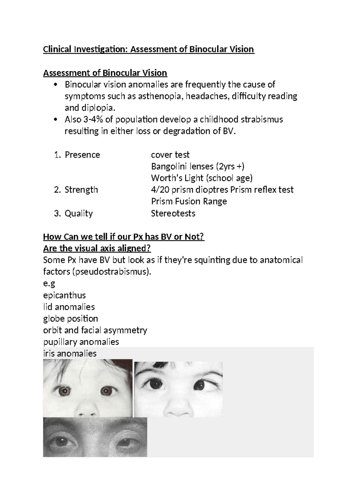 Prof Simmer lecture 4 and 5 - Clinical Investigation: Assessment of ...