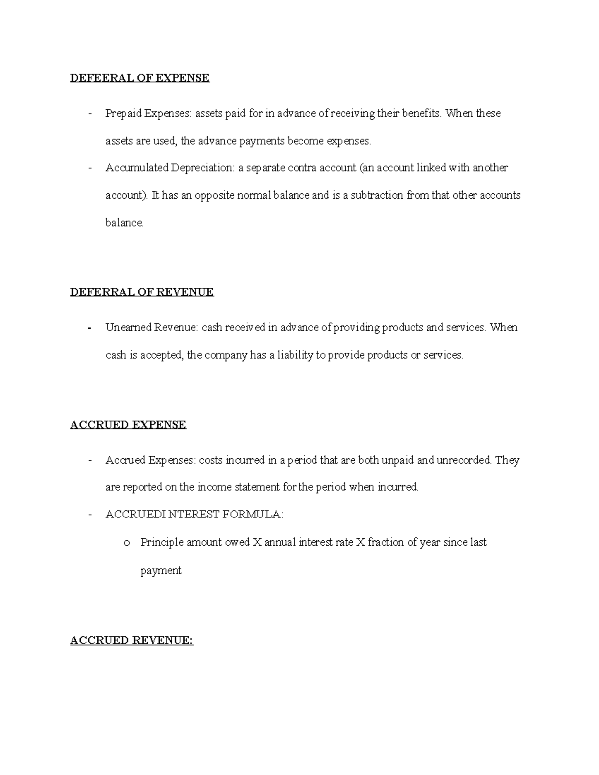 AC 203 Chapter 3 Cheat Sheet - DEFEERAL OF EXPENSE Prepaid Expenses ...