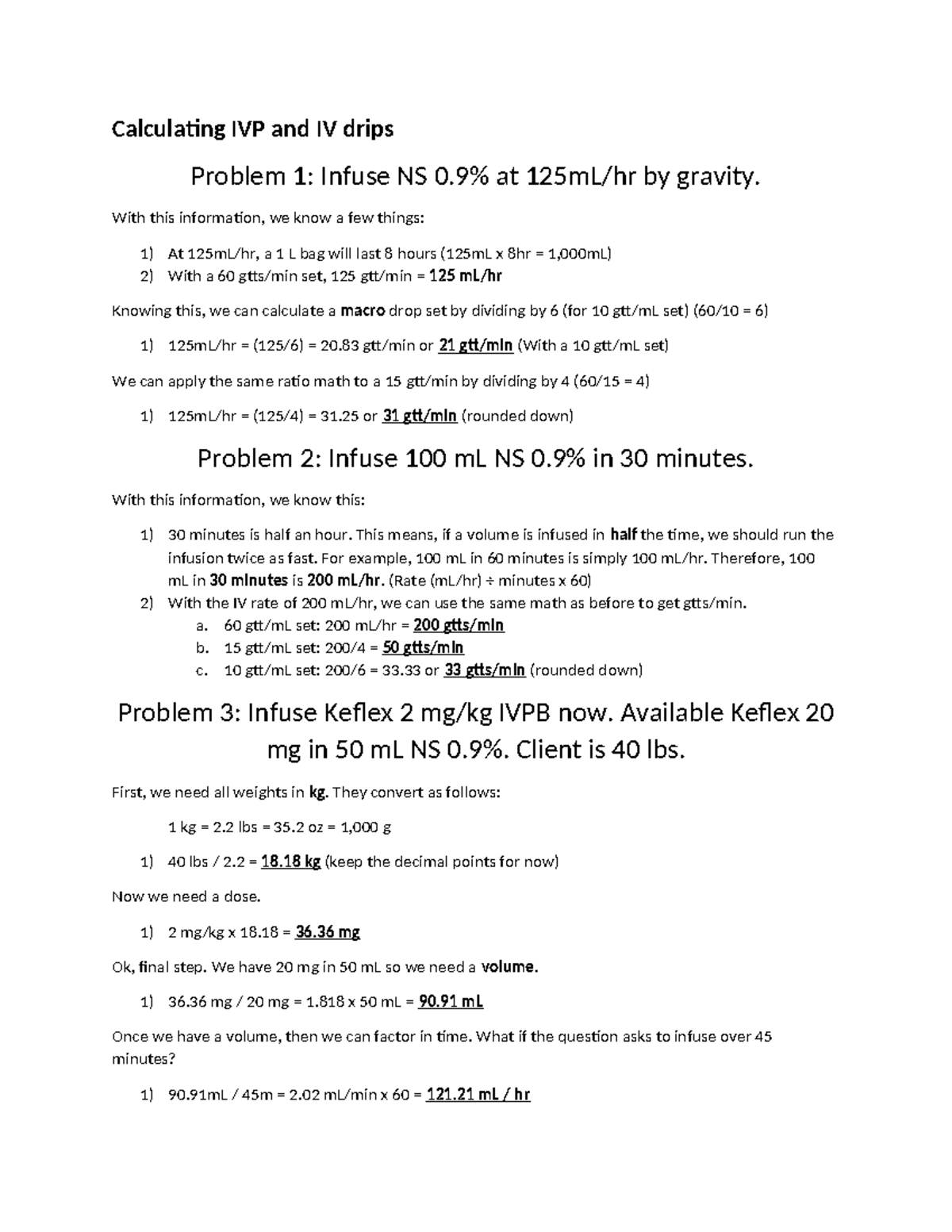 Calculating IVP and IV drips - Calculating IVP and IV drips Problem 1 ...