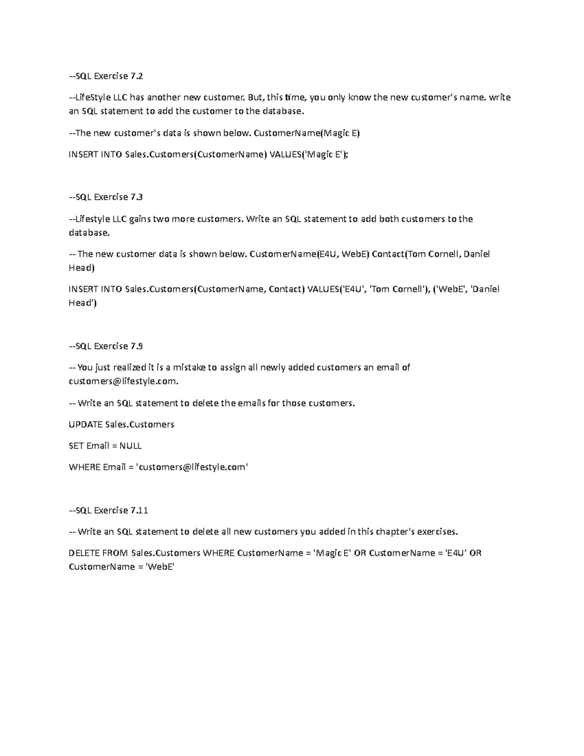 CISS 202 Drop Box 7 - Complete sql for dropbox7 -SQL Exercise 7 ...