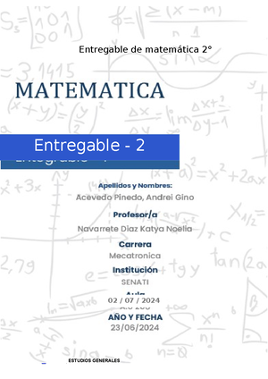 Matematica- Actividad Entregable 1 - Actividad Entregable I SCIU- Matemática Estudios Generales ...