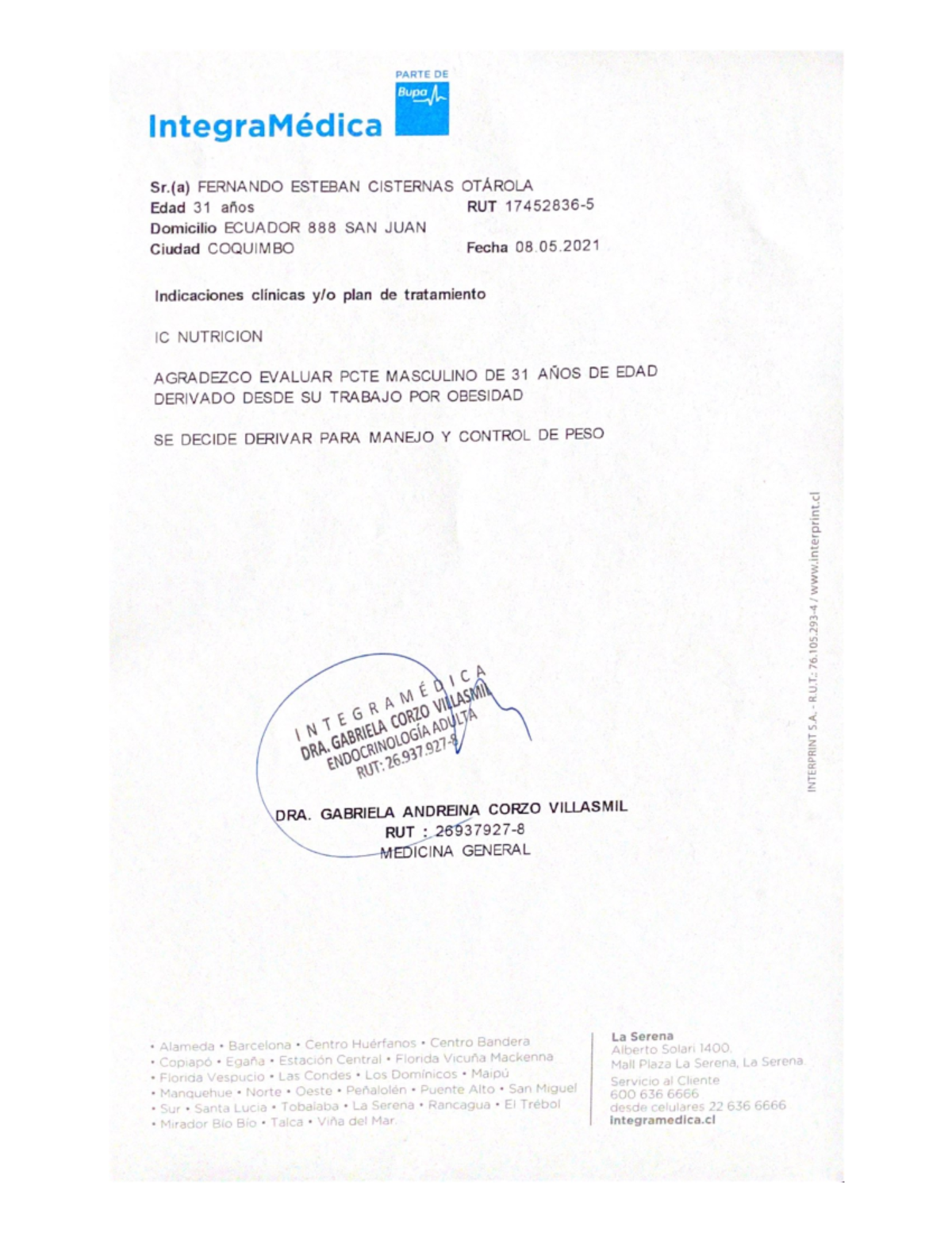517987665-Integra Medica - PARTE DE Bupa IntegraMédica Sr.(a) FERNANDO ...