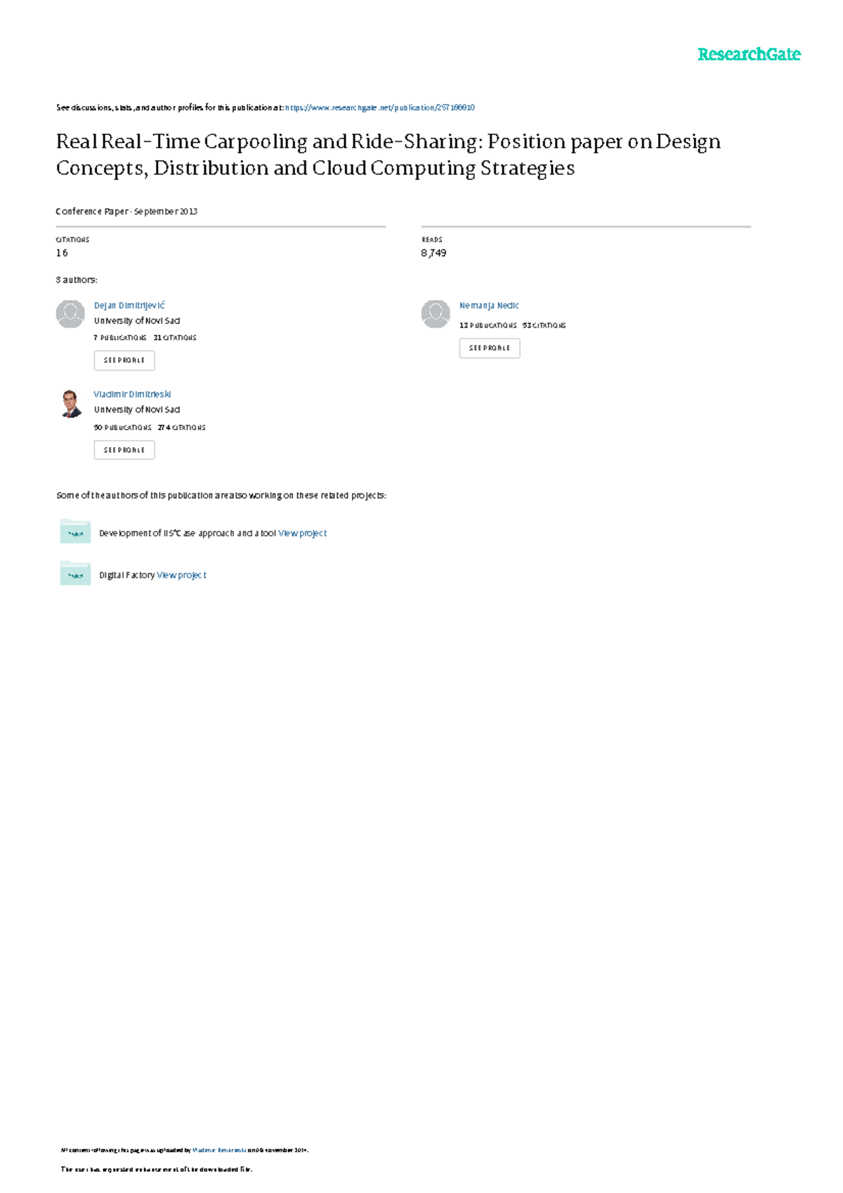Real Real-Time Carpoolingand Ride-Sharing Position - The user has requested enhancement of the ...