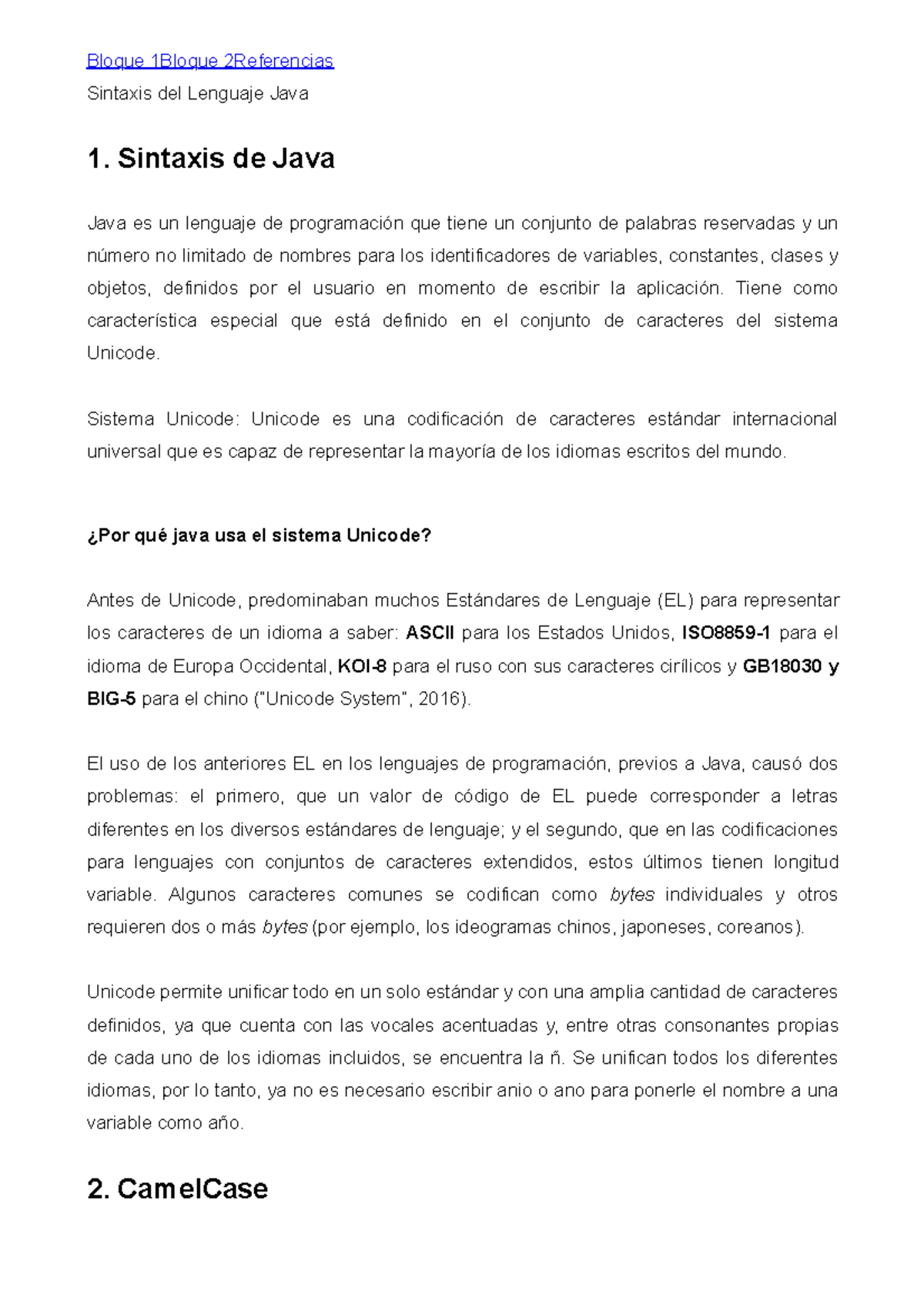 Módulo 1 - Lectura 3-2 - Bloque 1Bloque 2Referencias Sintaxis del ...