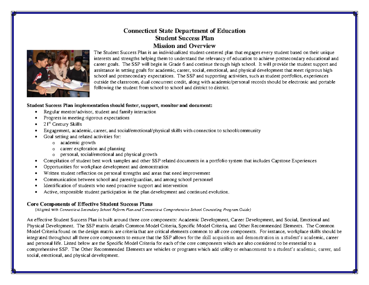 Student Success Plan Mission Skills - Connecticut State Department of ...