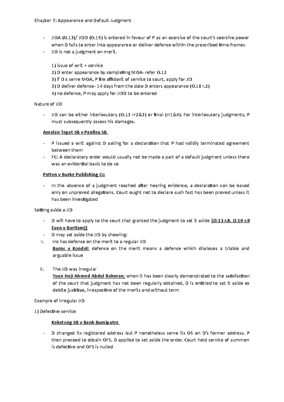 Chapter 7; Appearance and Default Judgment - Chapter 7: Appearance and ...