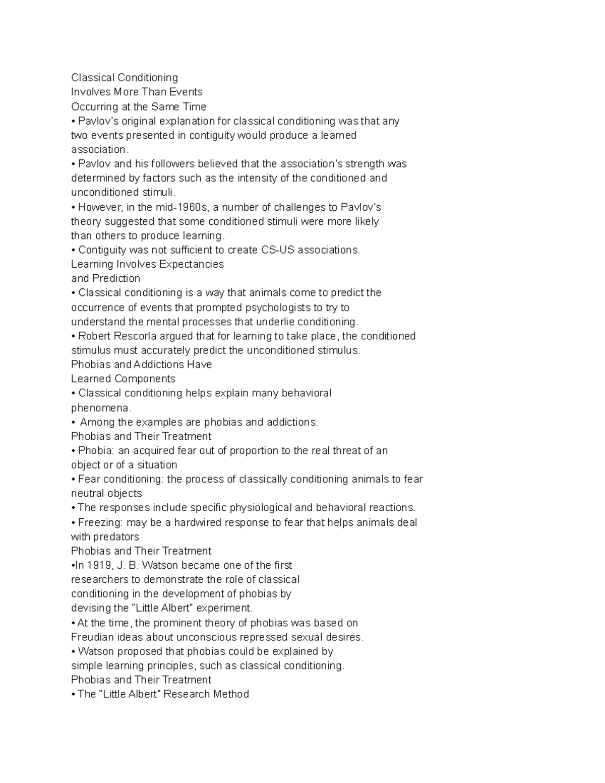 Psy lecture notes on Pavlov - Classical Conditioning Involves More Than ...