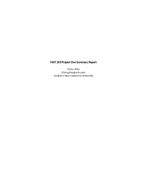 ACC 201 Project Summary Report - Summary Report: Financial Statements ...