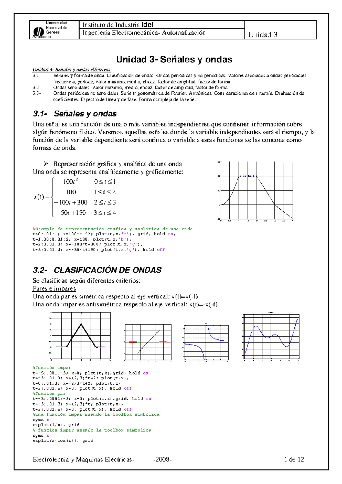 Unidad 2-Senales y ondas - General Sarmiento Ingeniería Electromecánica- Automatización Unidad 3 ...