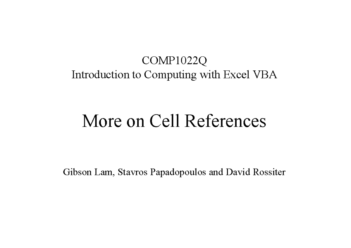 04 1022q more on cell references s2020 - More on Cell References Gibson ...