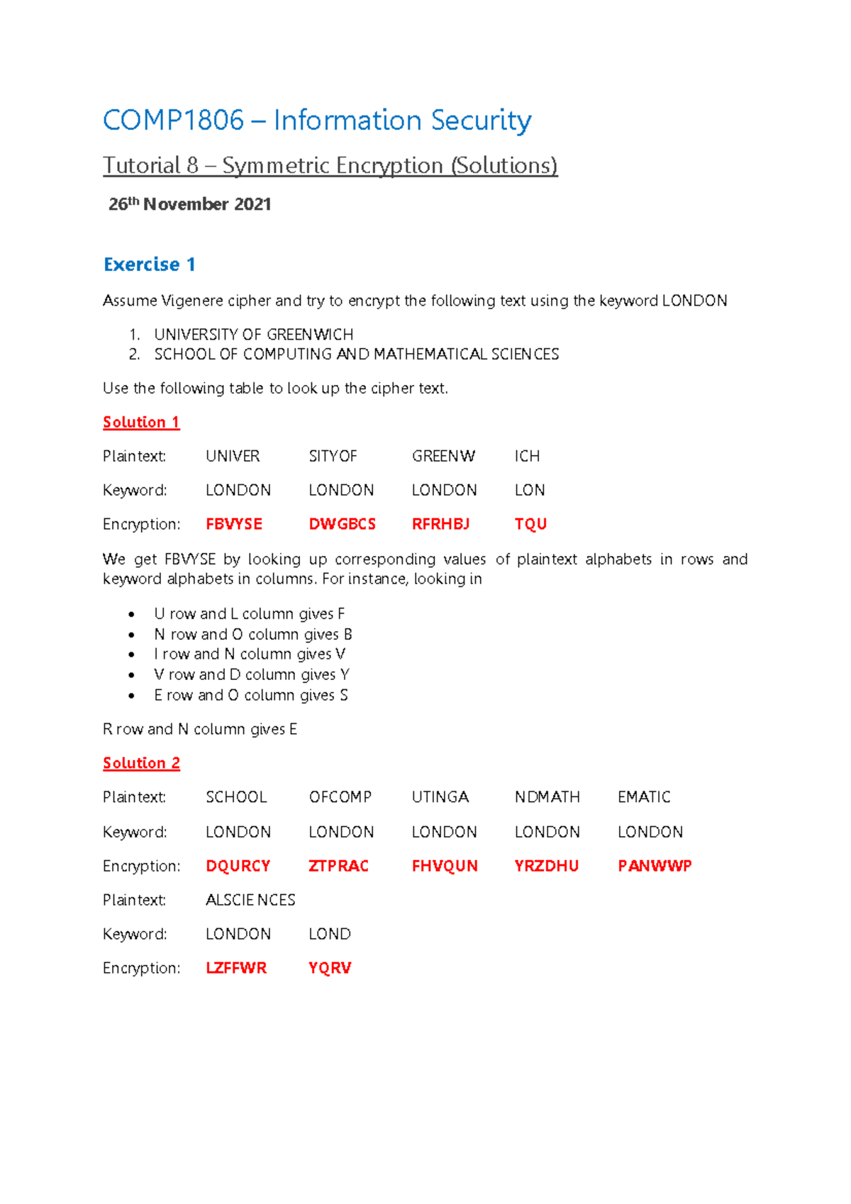 T8-COMP1806-2021 (Solutions) - COMP1806 – Information Security Tutorial 8 – Symmetric Encryption ...