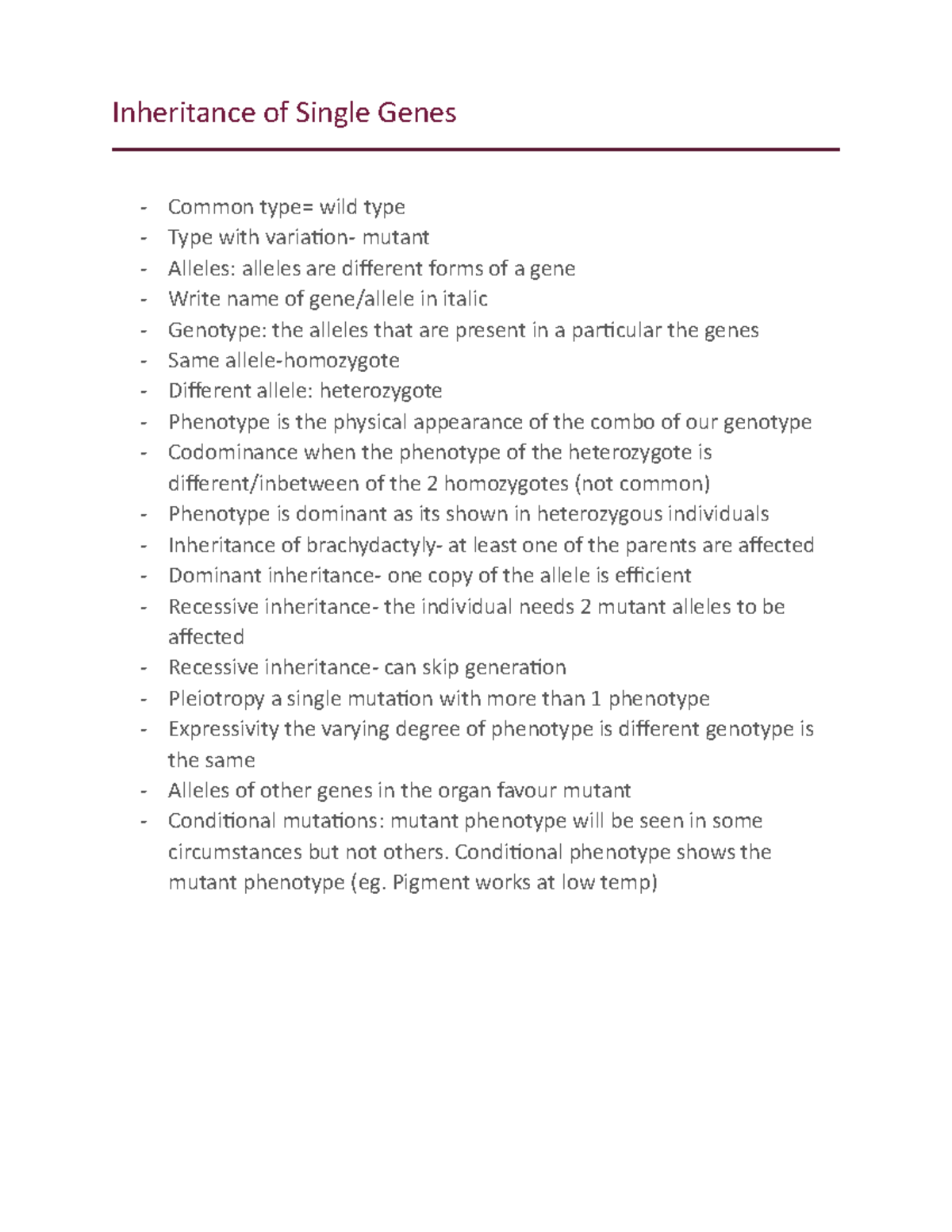Inheritance of Single Genes - Inheritance of Single Genes - Common type ...
