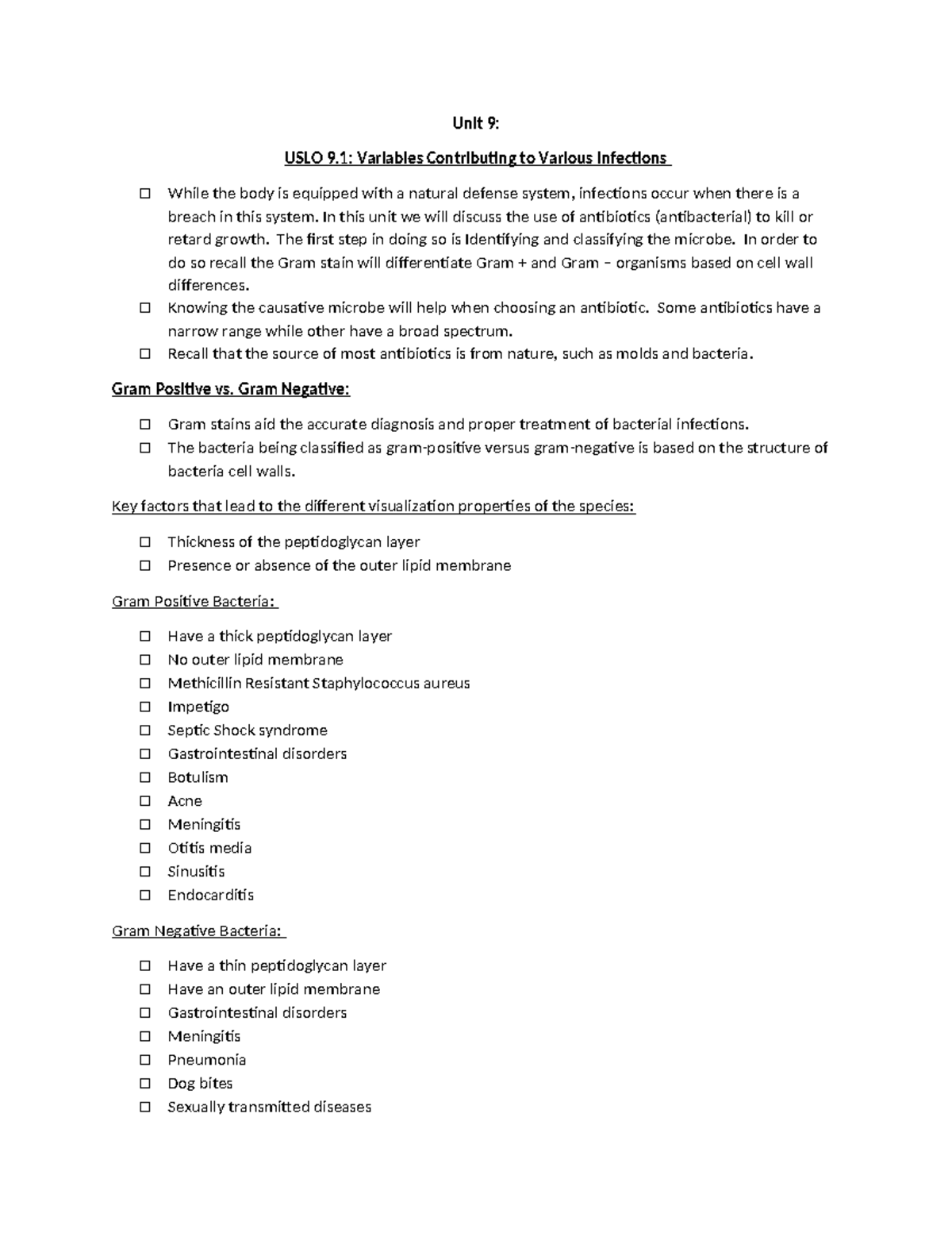 Unit 9 - Notes - Unit 9: USLO 9: Variables Contributing to Various ...