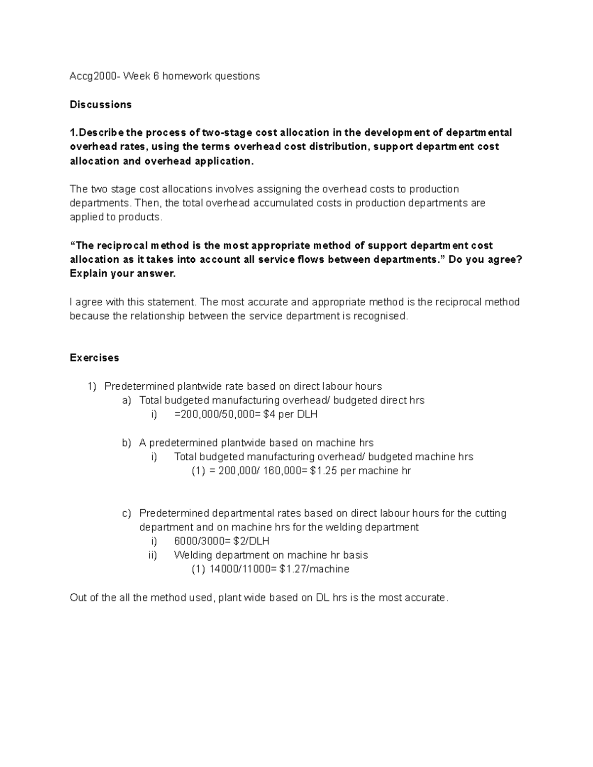 Accg2000- Week 6 homework questions - Accg2000- Week 6 homework ...